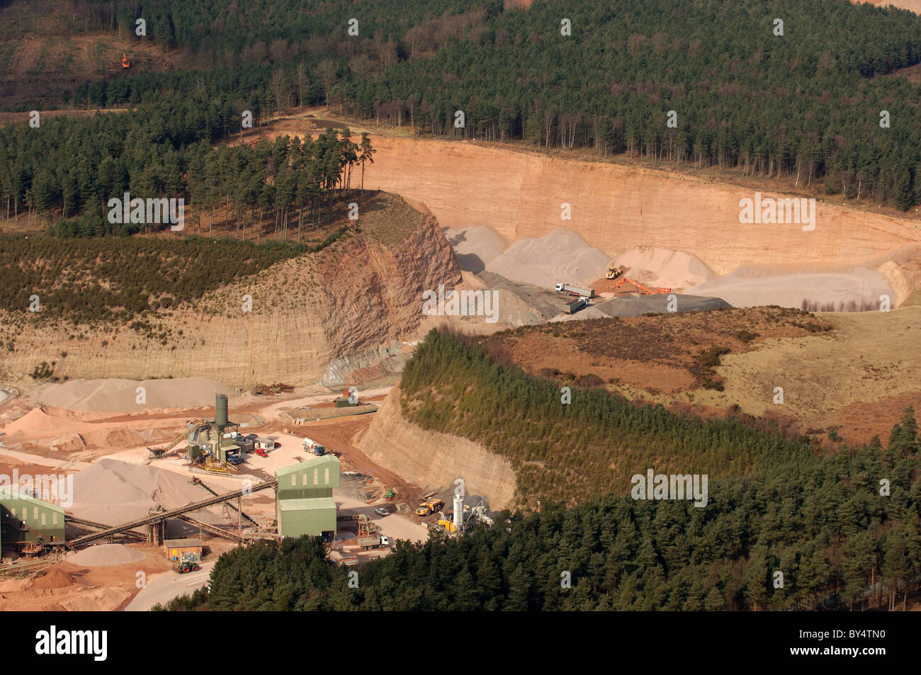 An aerial view of Cannock Chase Quarry forest and woodlands Uk Stock ...