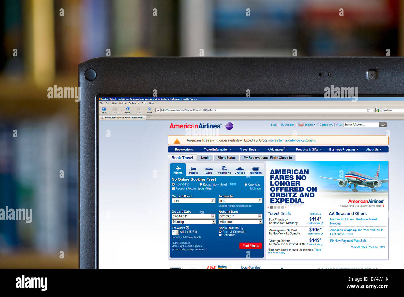 Booking a flight on the American Airlines website, USA Stock Photo - Alamy