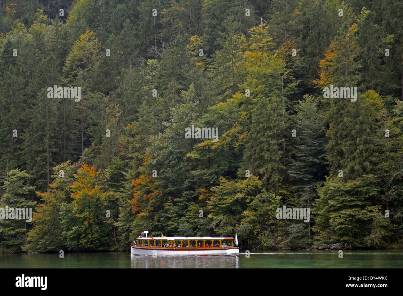 Germany Bavaria Berchtesgaden land Bavarian tour boat on the Konigsee ...