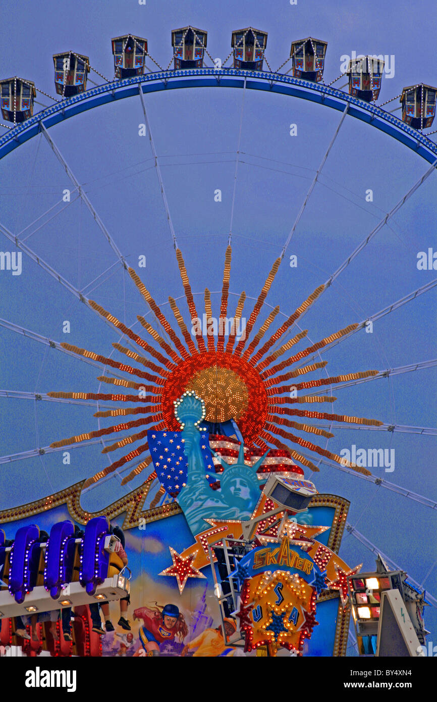 Germany Bavaria Munich Octoberfest amusement rides Stock Photo - Alamy