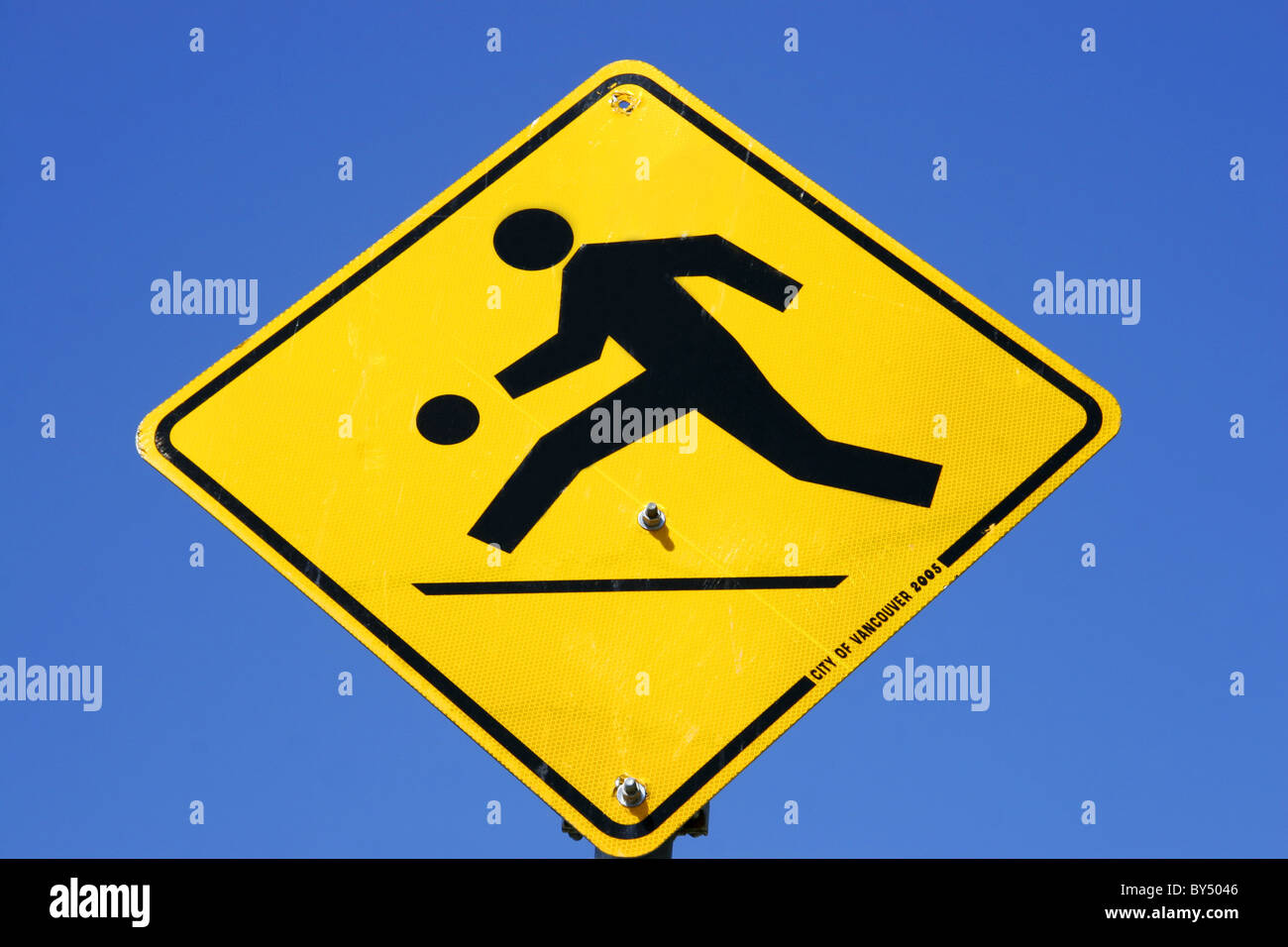 Ball game sign warning Stock Photo - Alamy