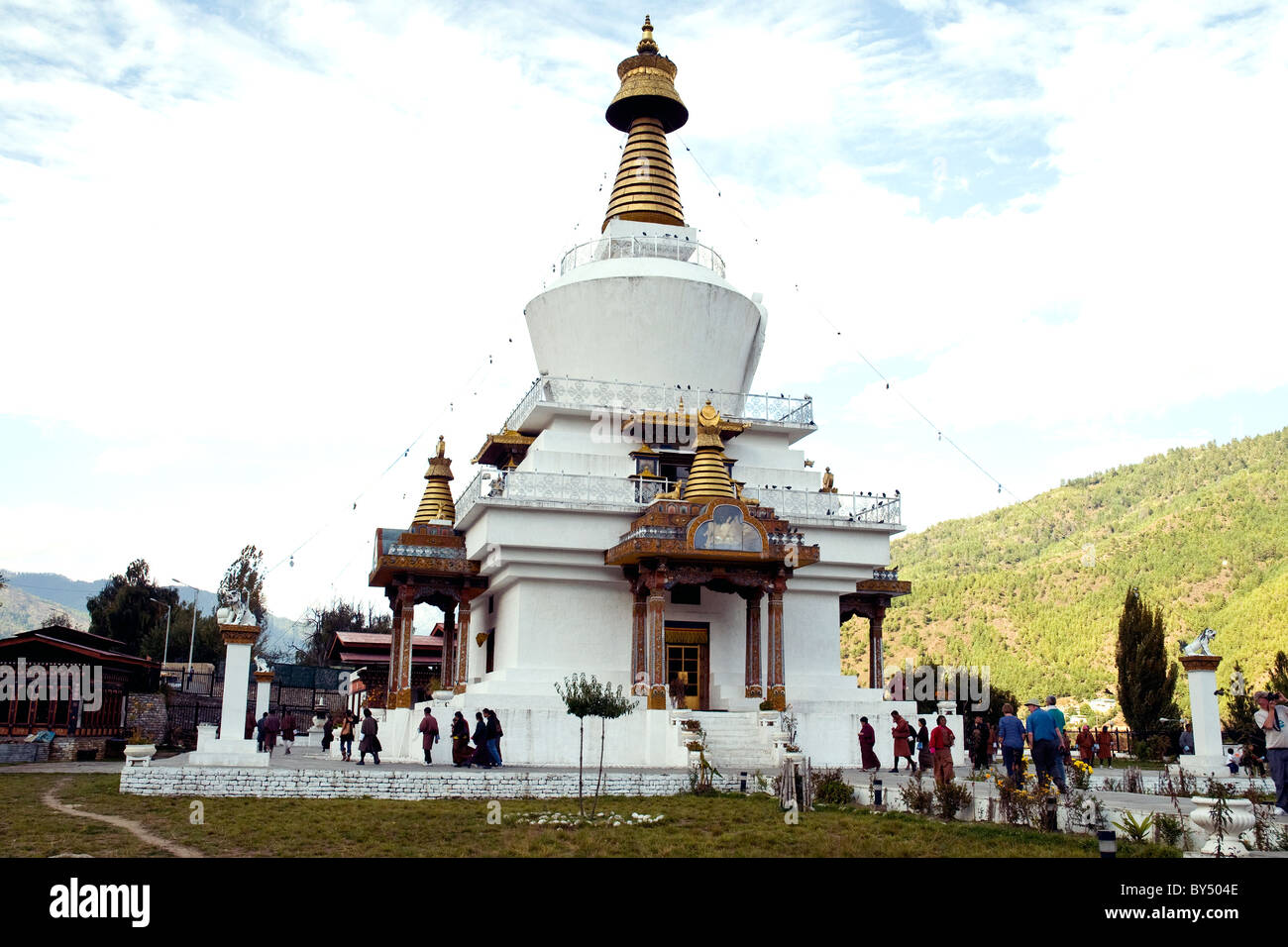 A popular Memorial chorten (stupa, or shrine) built by a Queen Mother ...
