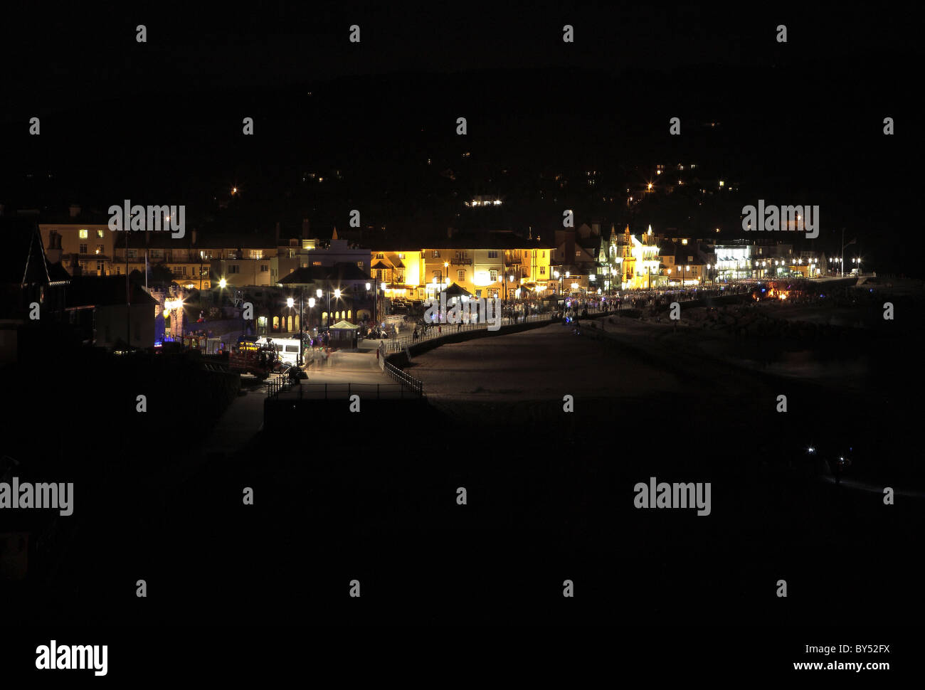 A view of the promenade at Sidmouth in Dorset at night Stock Photo - Alamy