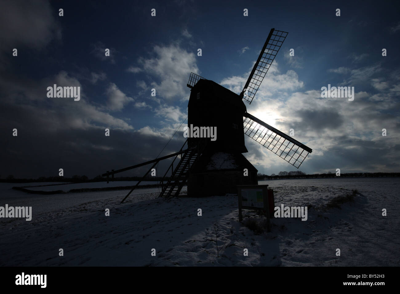 Stevington Windmill in winter Stock Photo - Alamy