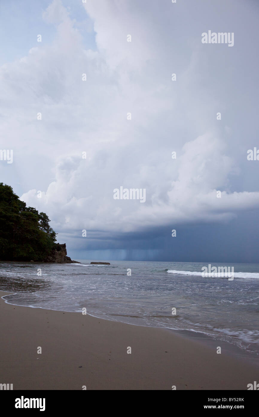 Caribbean thunderstorm off of Punta Cocles along the pristine beach of ...