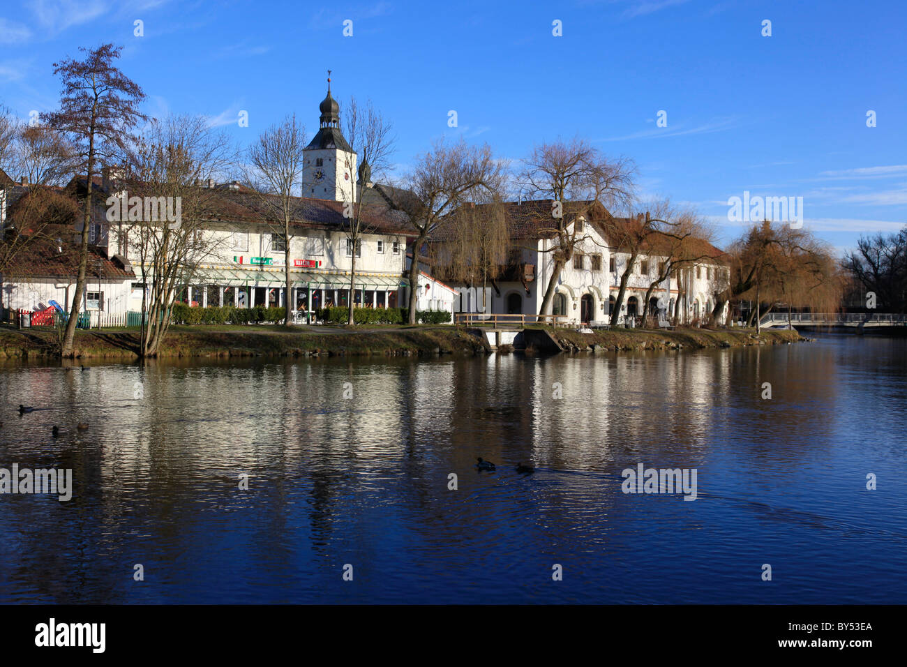 village Regen at the river Regen, Lower Bavaria, Bavarian Forest ...