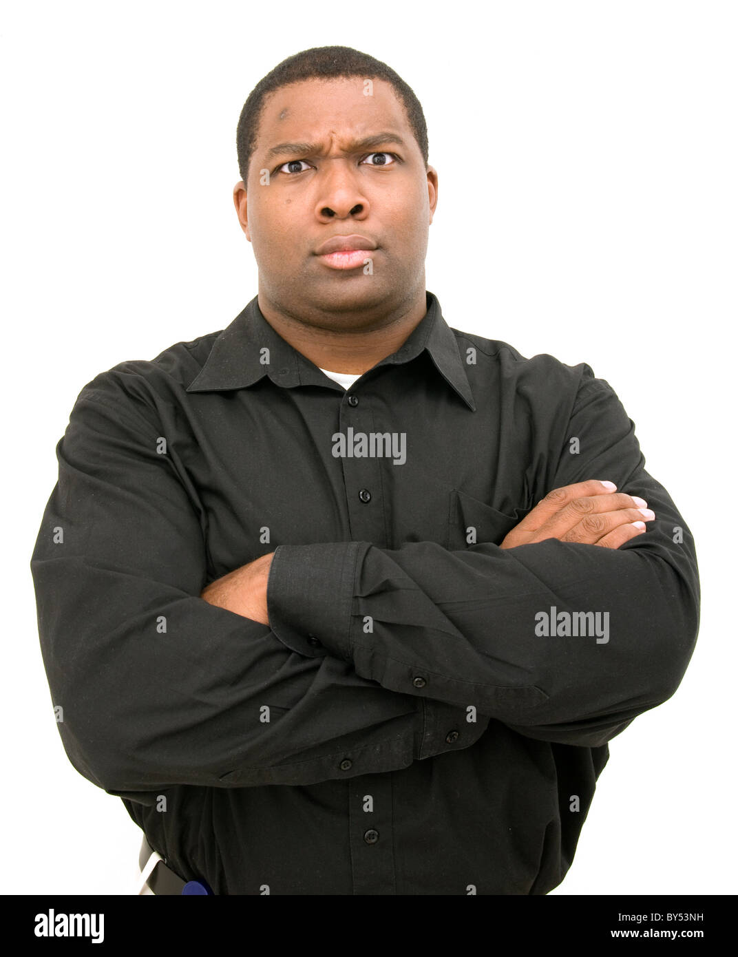 Portrait of Male with Confused Expression on White Background Stock ...