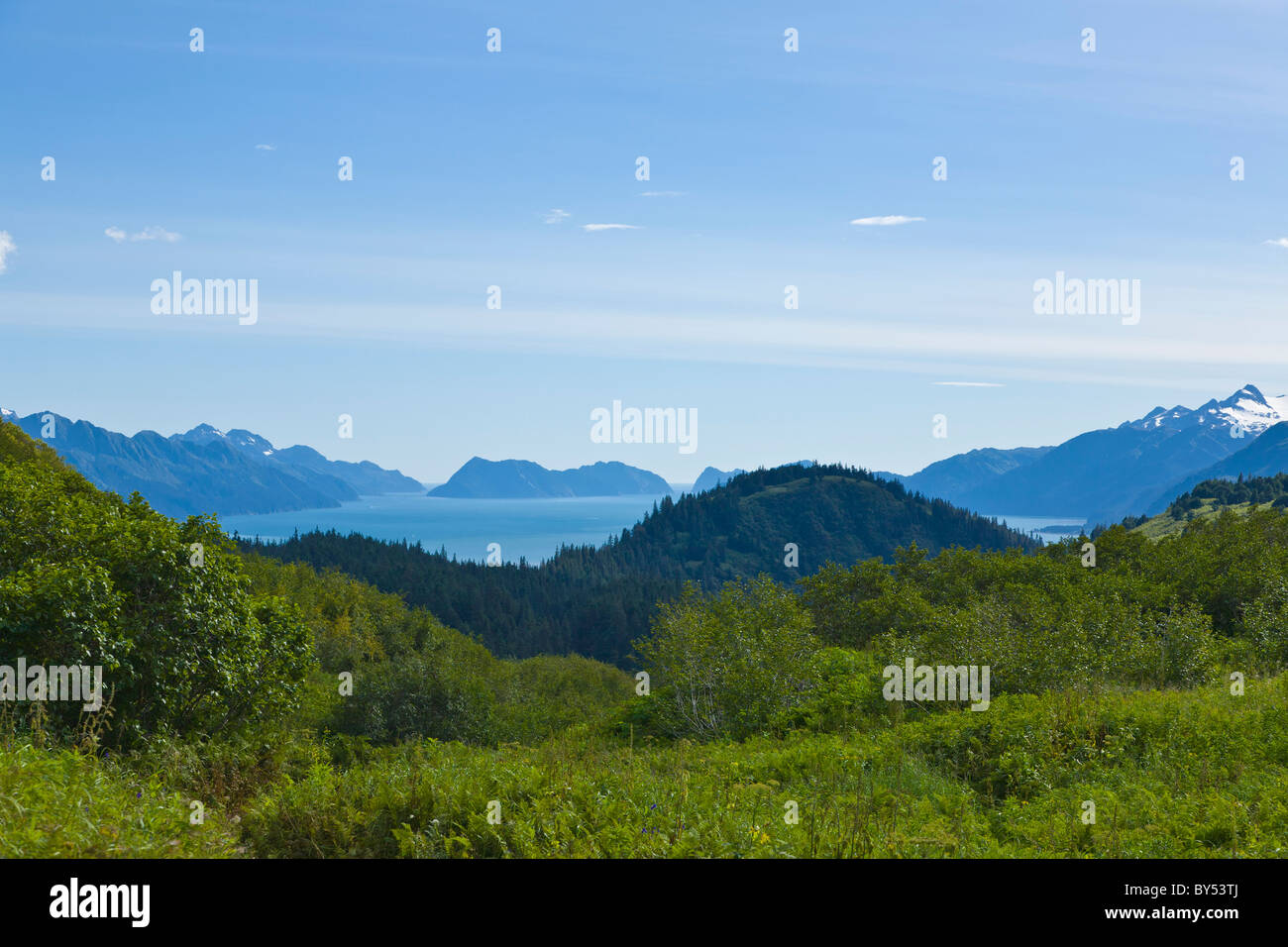 Resurrection Bay and mountains near Seward Alaska on the Kenai ...