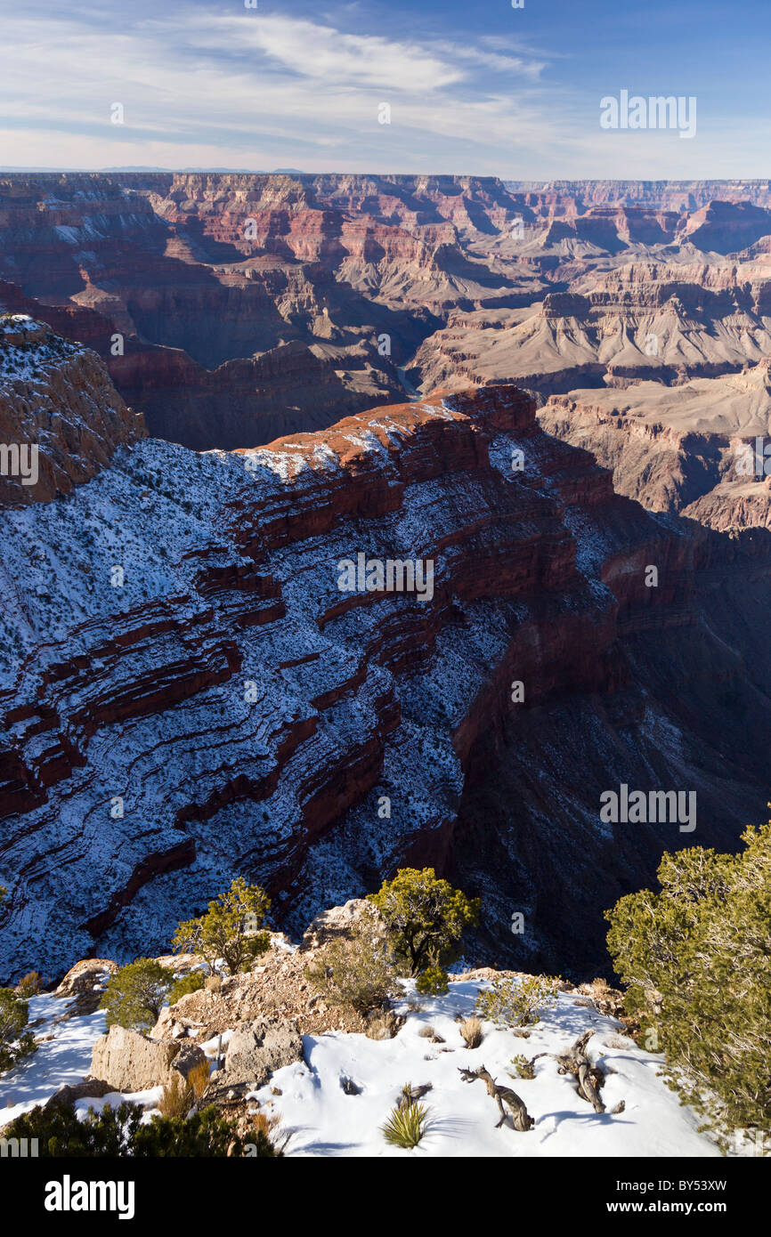 Snow along the South Rim of Grand Canyon National Park in Arizona, USA ...