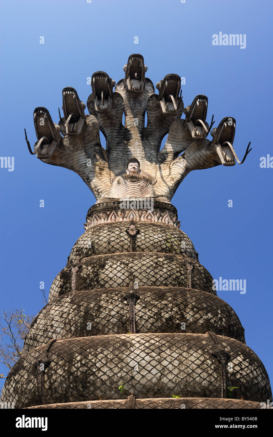 The seven headed serpent in the Sculpture park at Nong Khai in Thailand ...