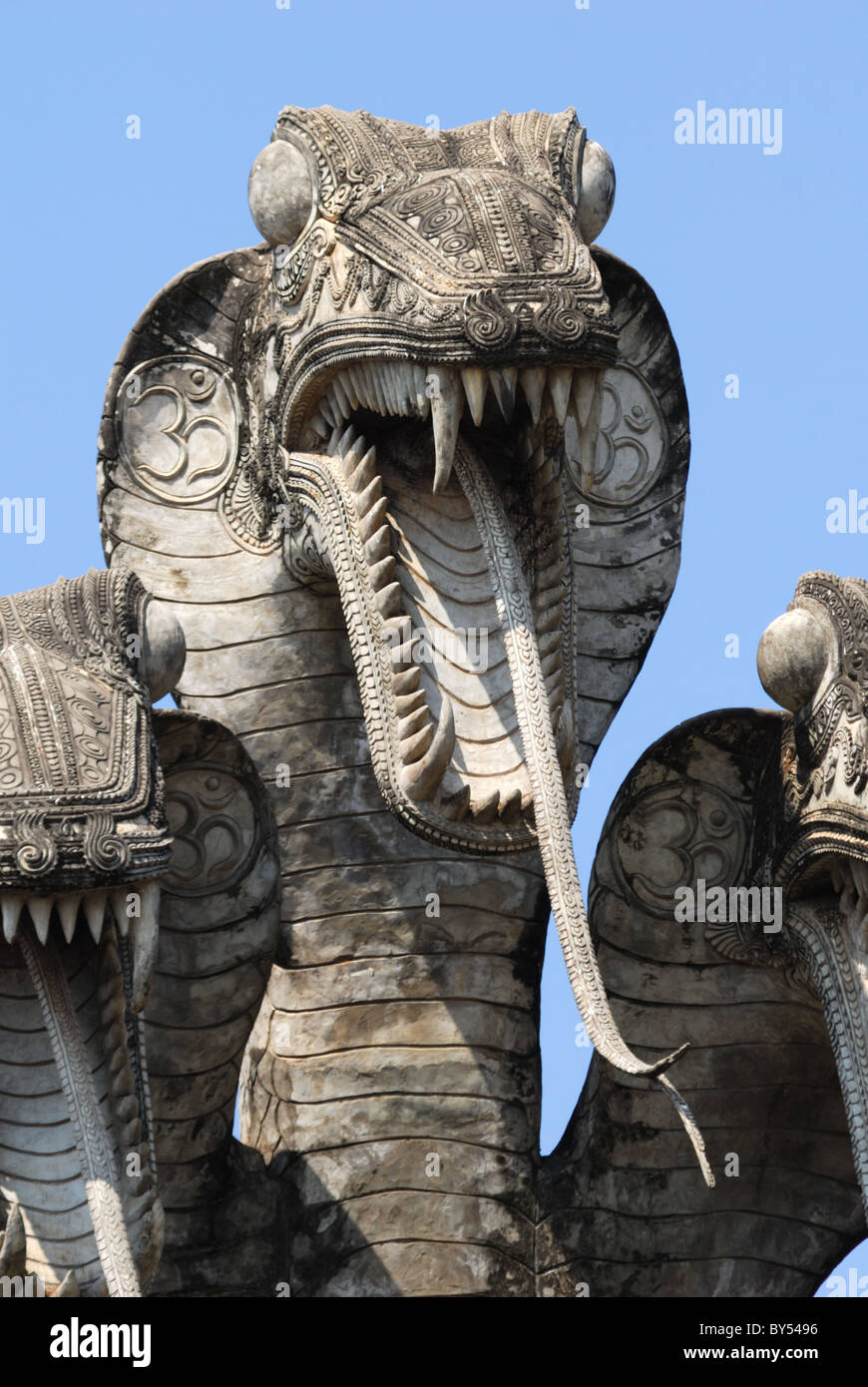 The seven headed serpent in the Sculpture park at Nong Khai in Thailand ...