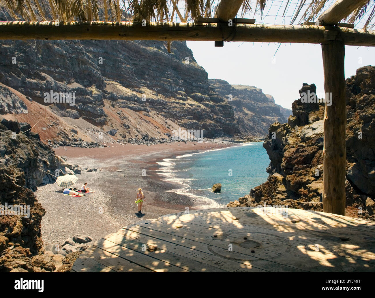 El Hierro, Canary Islands. The red black volcanic sand beach of the ...