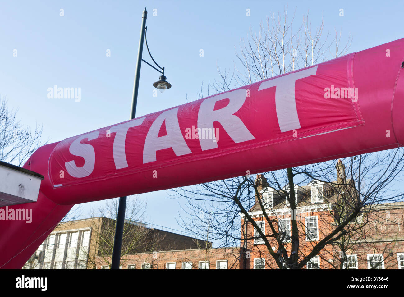 Inflatable start line Stock Photo - Alamy