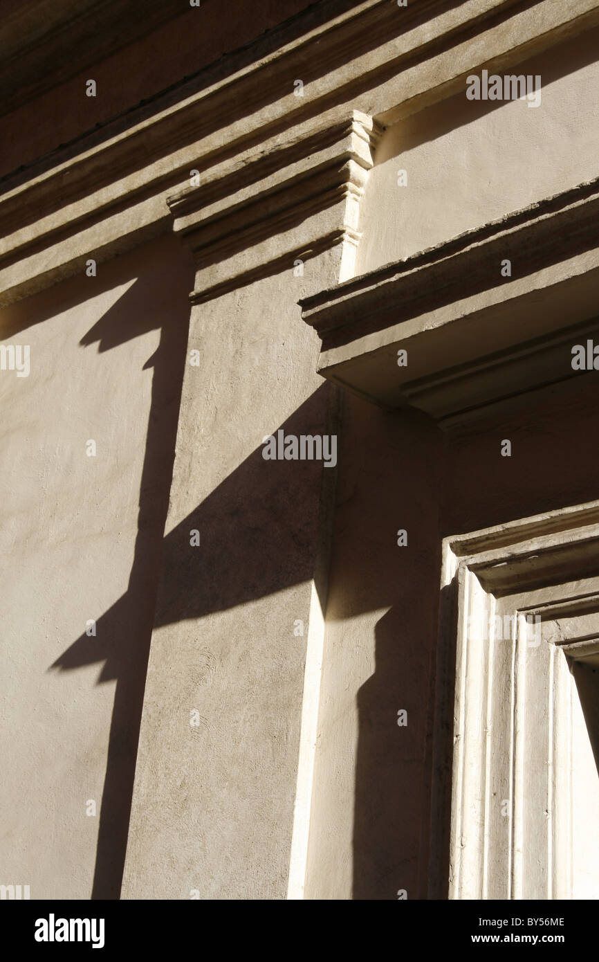 intricate cornice frame on exclusive property window wall in sun Stock ...