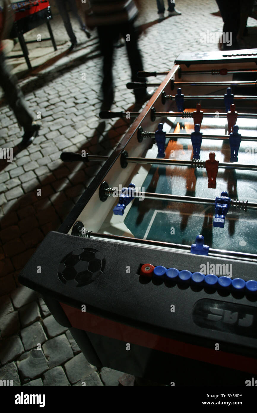 table football game in street road in rome italy Stock Photo - Alamy