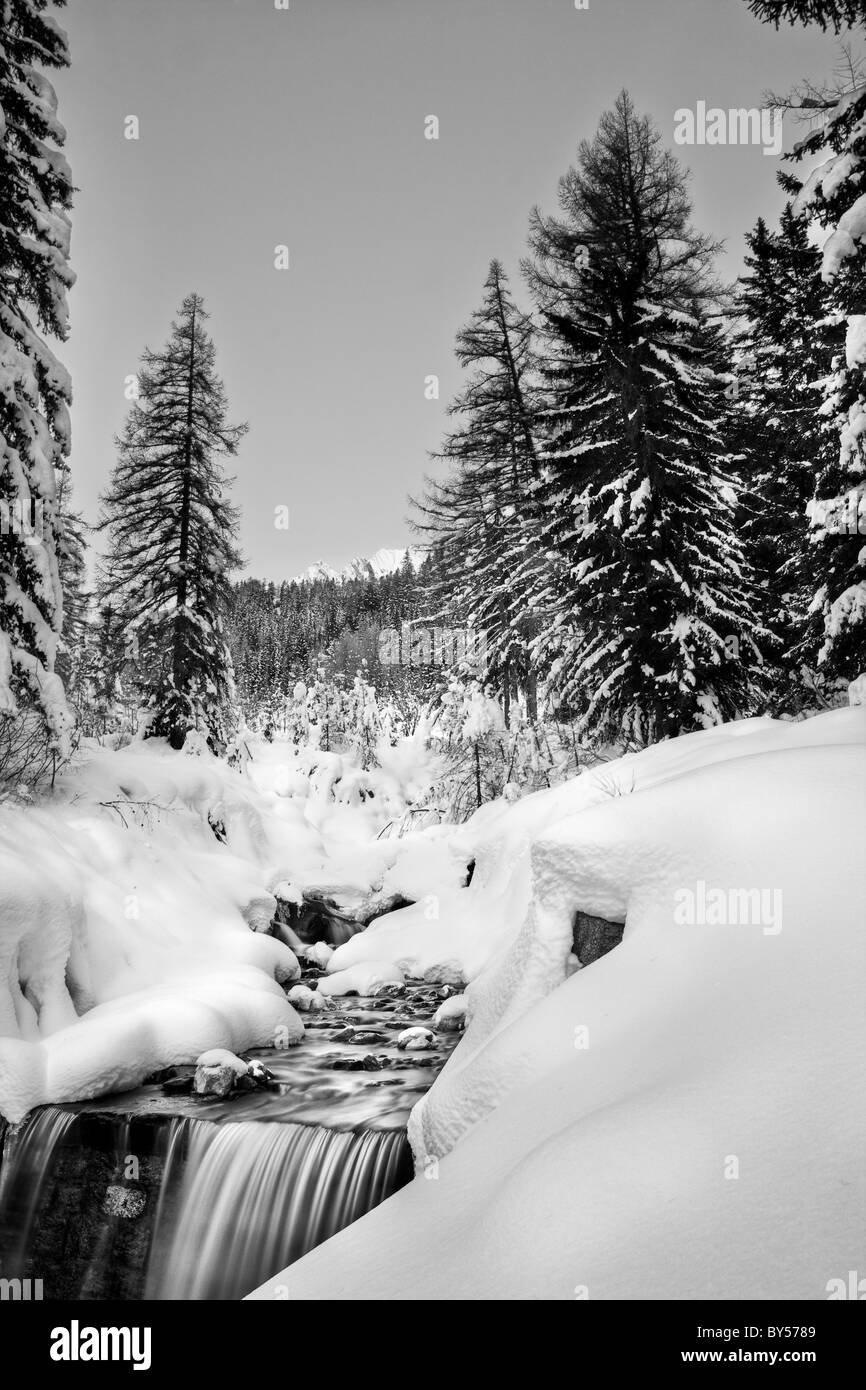 River in winter mountain Black and White Stock Photos & Images - Alamy