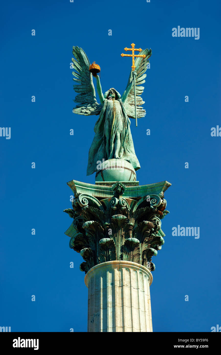 Archangel Gabrial hold the crown of St Stephan (Istvan) and two barred ...