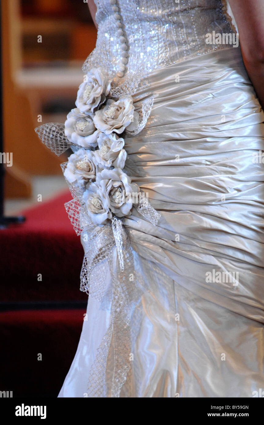 A rear view of the detail on a bride's dress . UK July 2008 Stock Photo ...