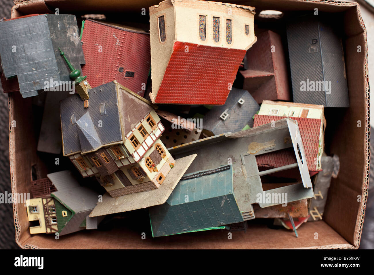 A box full of toy buildings Stock Photo - Alamy