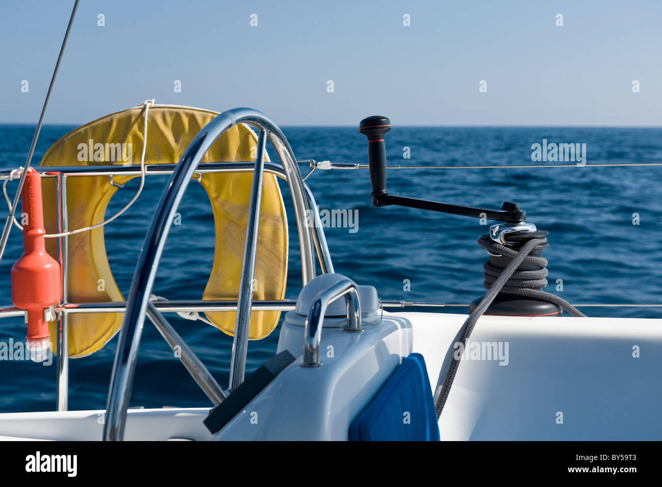 Side view at the helm of a yacht Stock Photo - Alamy