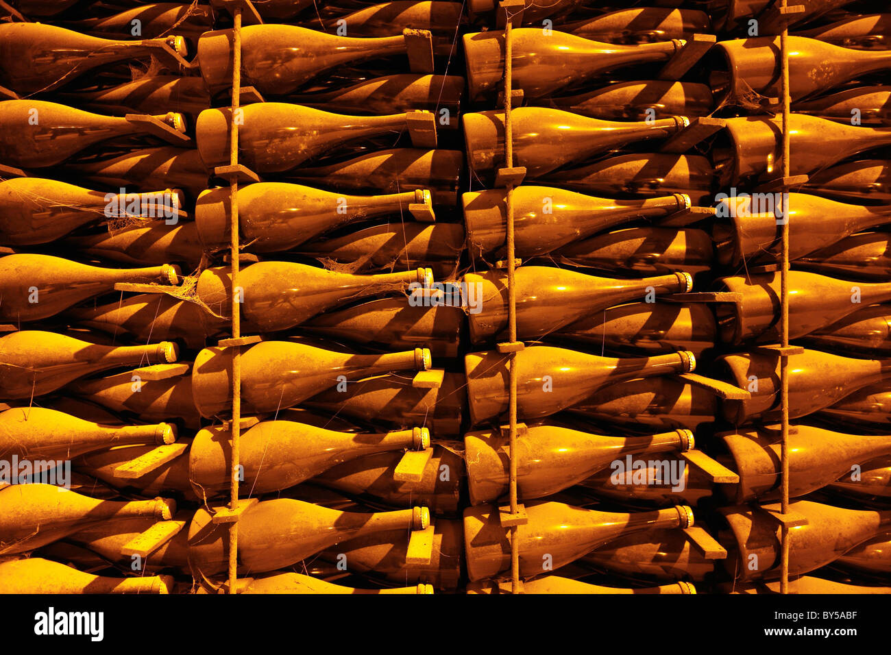 Champagne bottles rack hi-res stock photography and images - Alamy