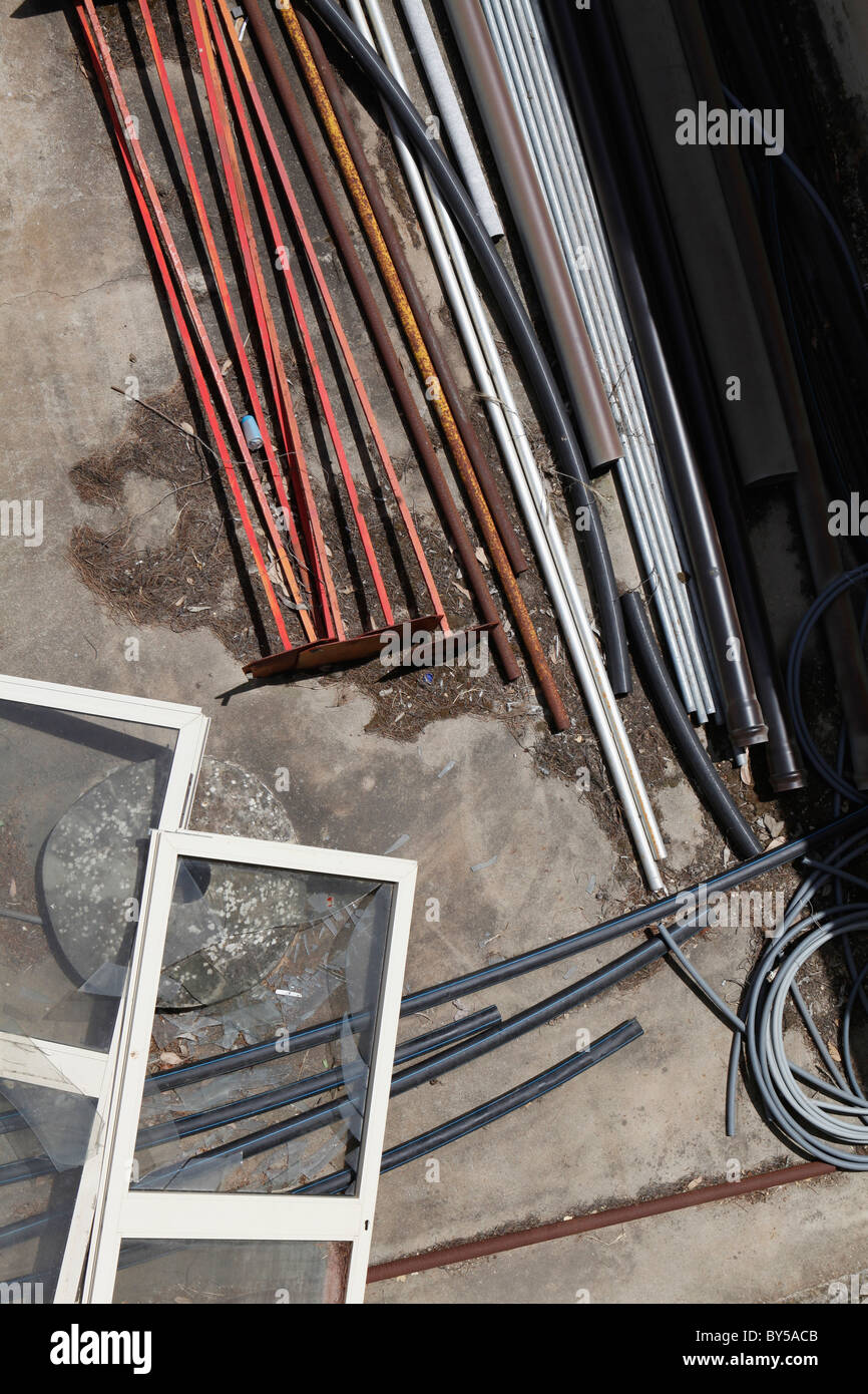 Detail of construction materials on the ground Stock Photo - Alamy