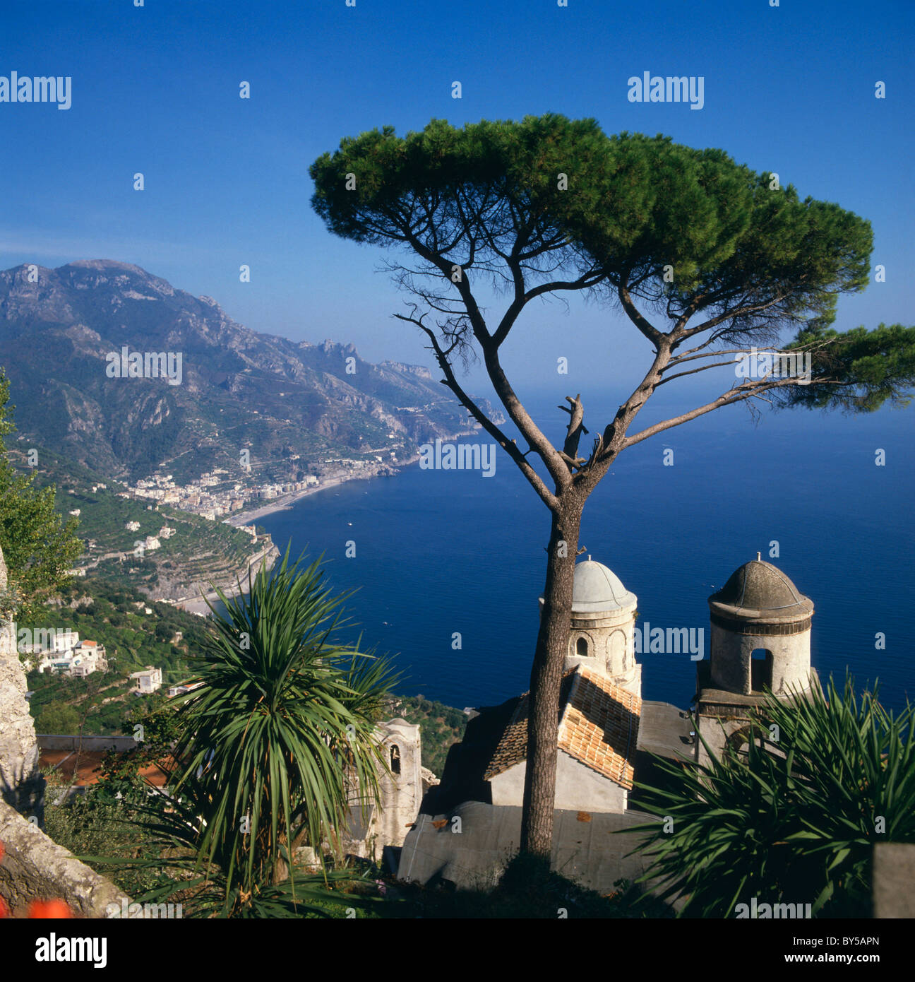 Italy - Amalfi coast view from Ravello Villa Rufolo gardens and parks ...