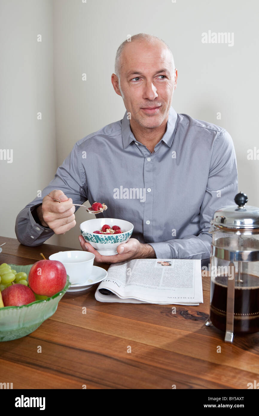 A man having breakfast Stock Photo - Alamy
