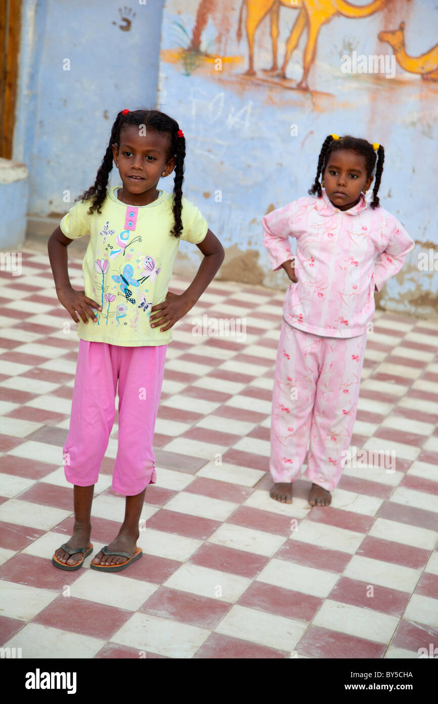 Young children at play in Nubian village outside Aswan, Egypt 3 Stock ...