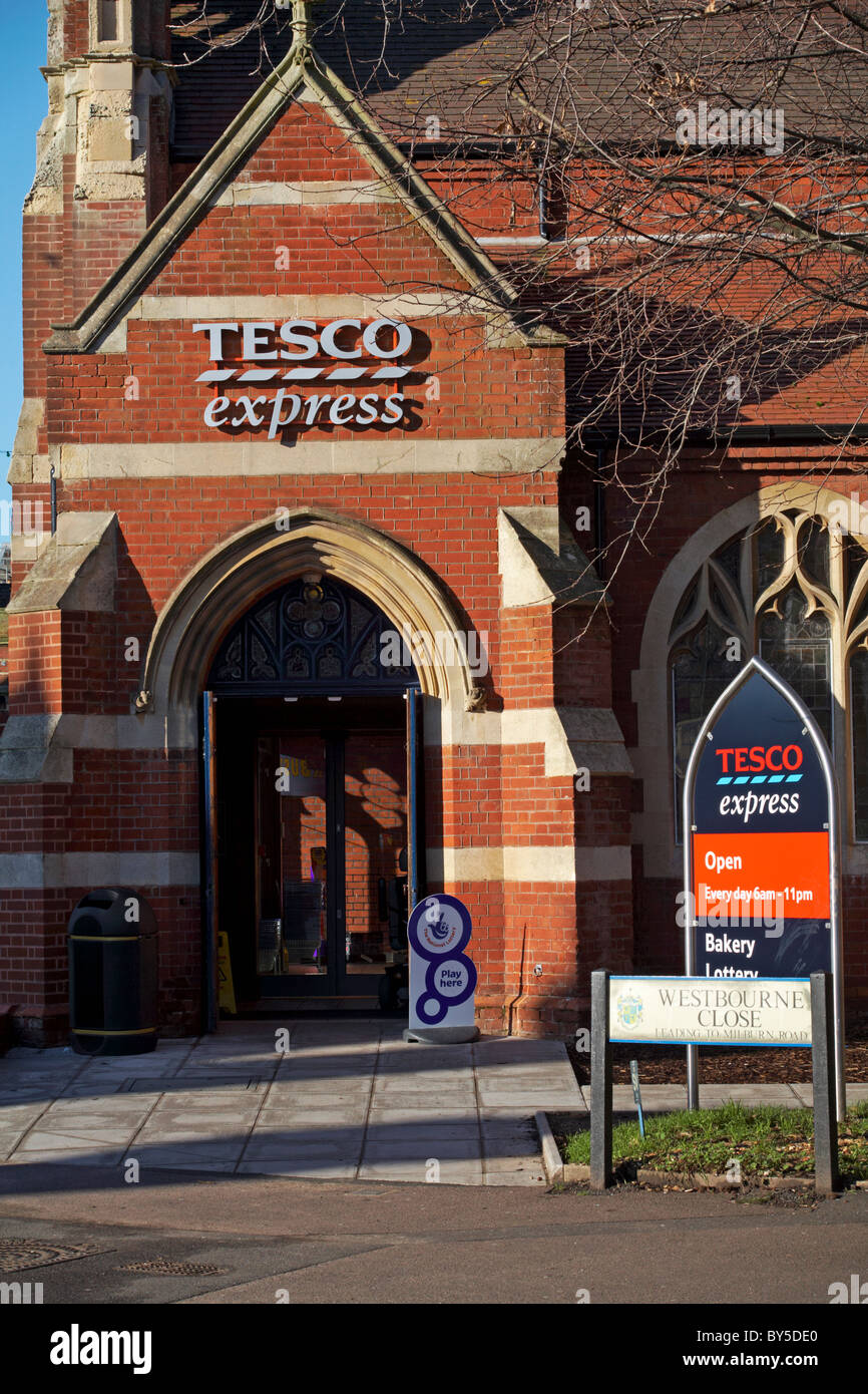 Tesco Express store shop - converted church in Westbourne, Bournemouth ...