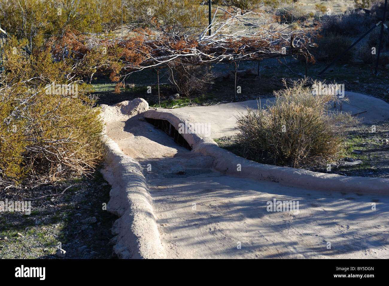 Guzzler in Chukar hunting area in the Western Mojave Desert near ...