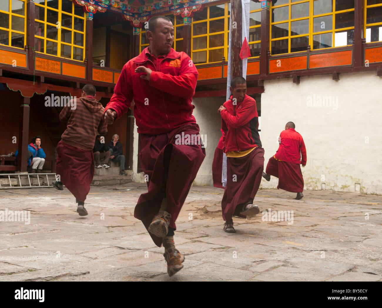 monks dancing in preparation for the Mani Rimdu Festival at Tengboche ...