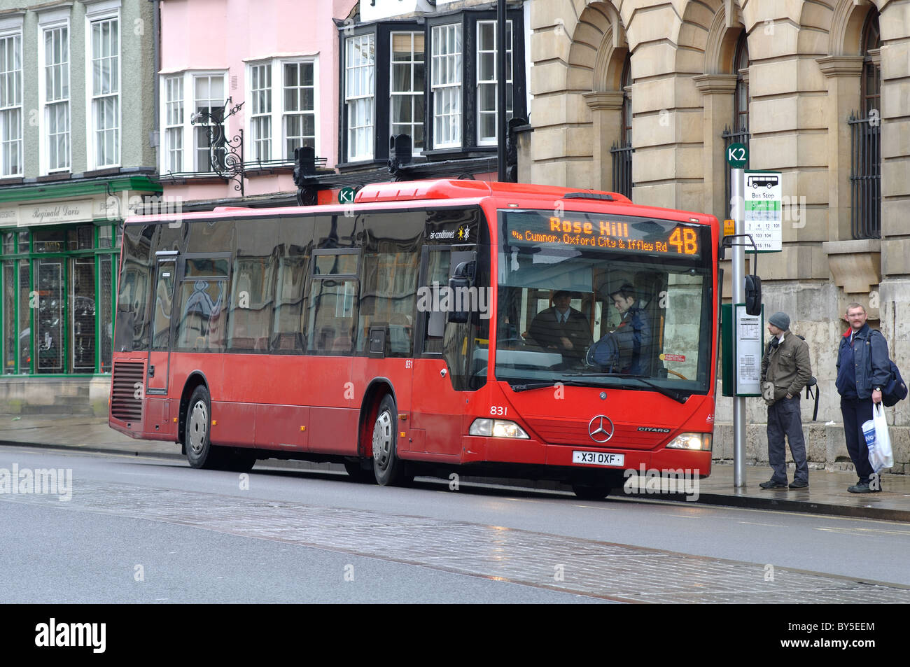 Bus at bus stop in High Street, Oxford, UK Stock Photo - Alamy