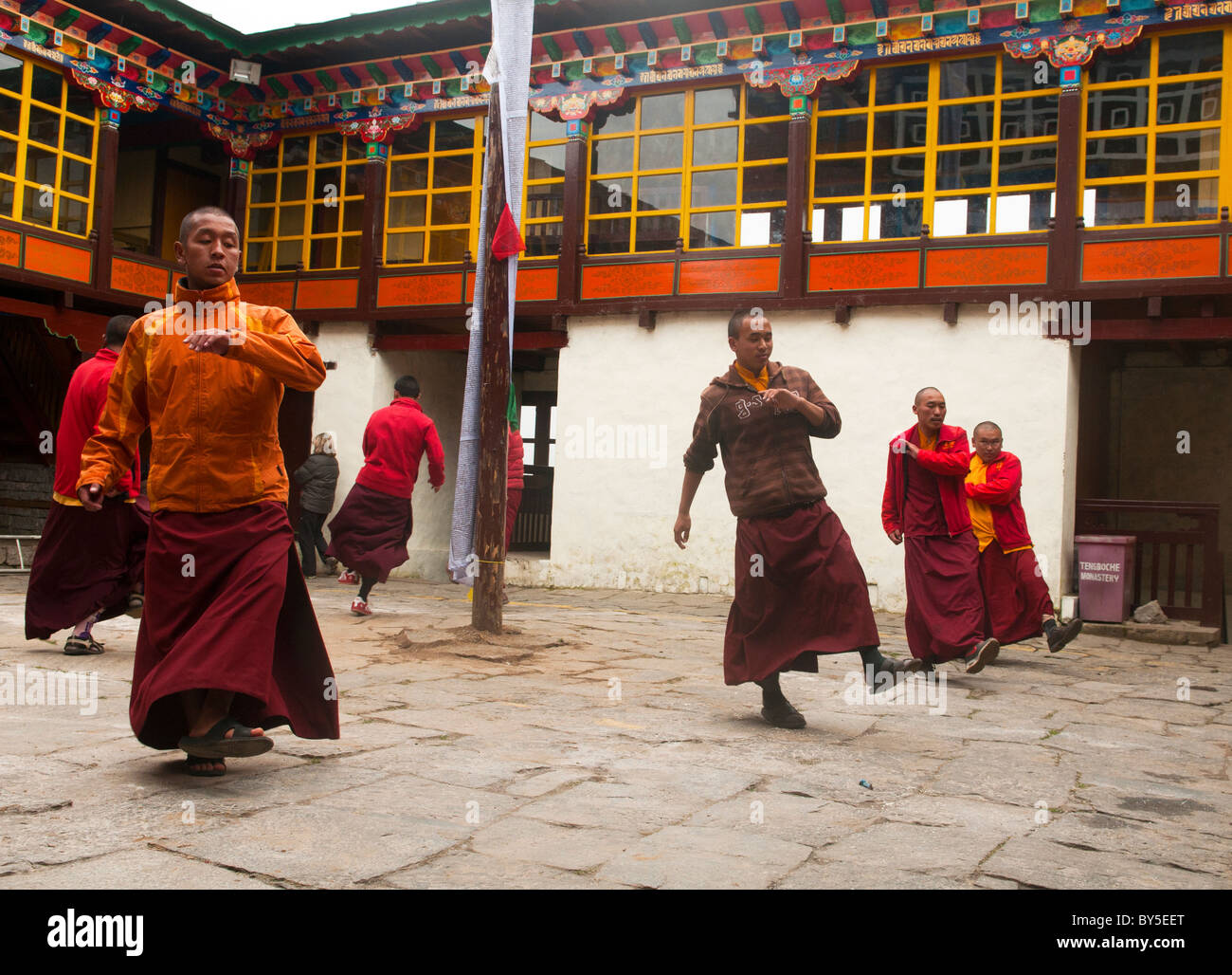 monks dancing in preparation for the Mani Rimdu Festival at Tengboche ...
