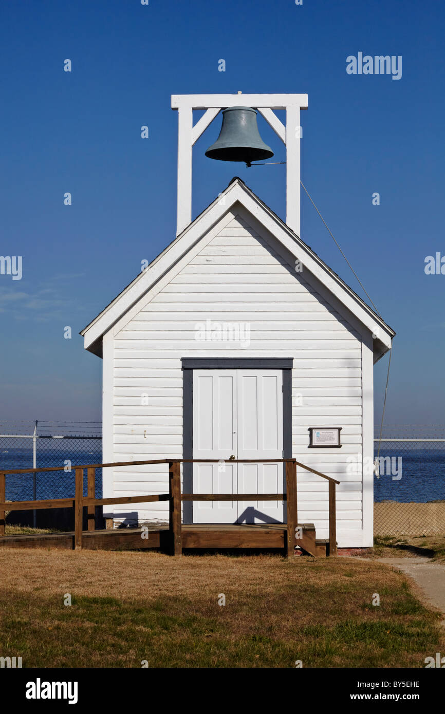 The Cove Point Light Fog Signal Building with bell Stock Photo - Alamy