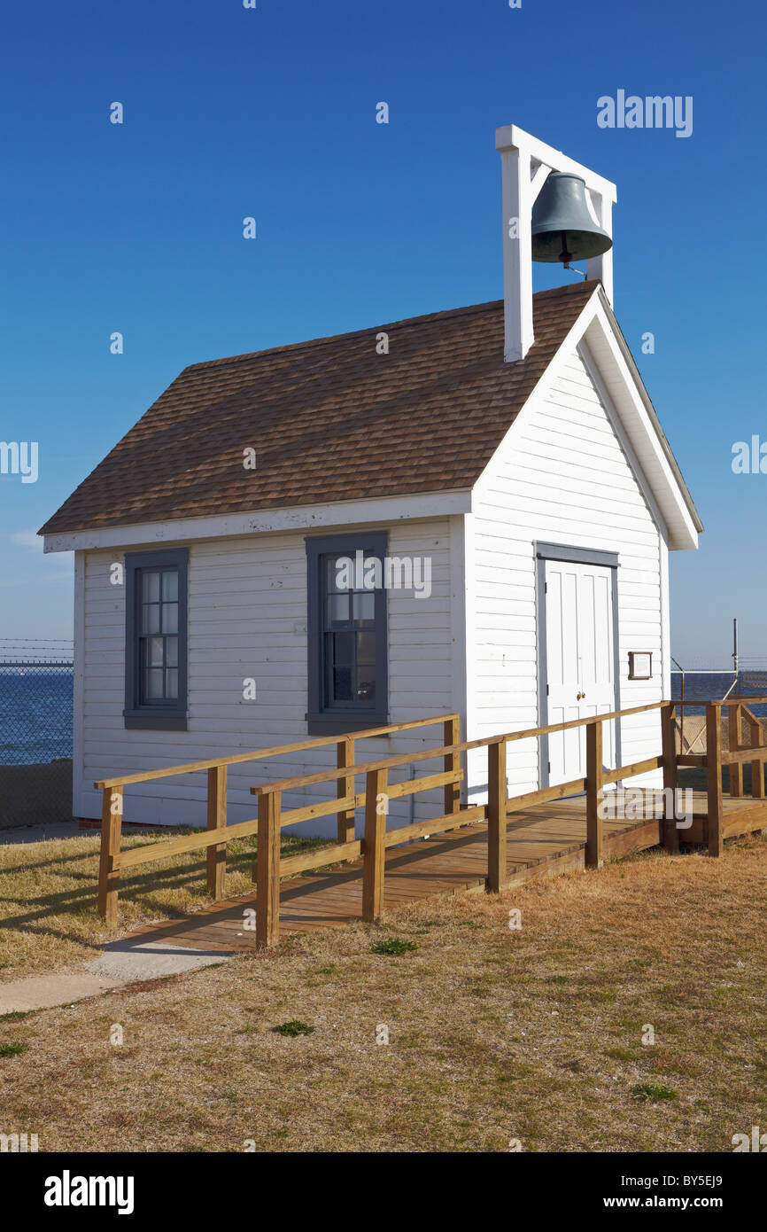 The Cove Point Light Fog Signal Building with bell Stock Photo - Alamy