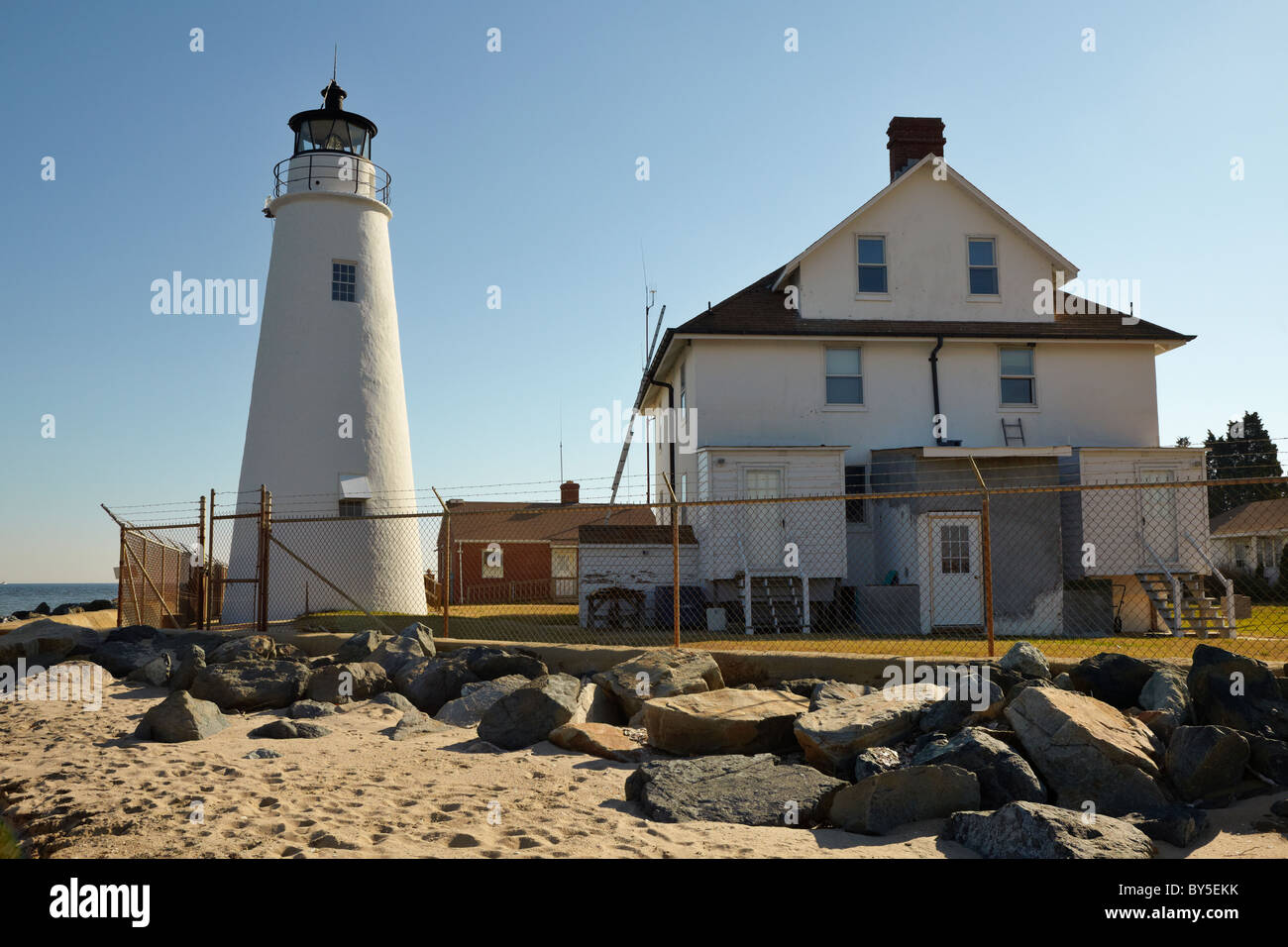 The Cove Point Light and the rear exterior of the keepers’ residence ...