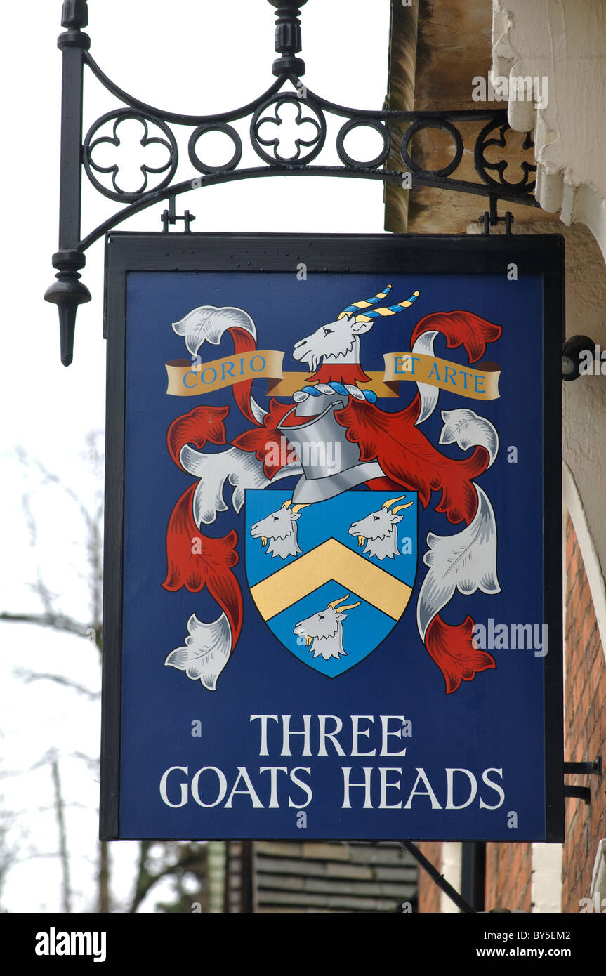 Three Goats Heads pub sign, Oxford, UK Stock Photo - Alamy
