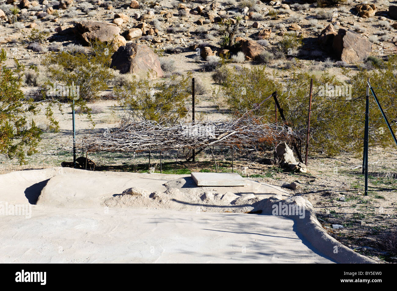 Guzzler in Chukar hunting area in the Western Mojave Desert near ...