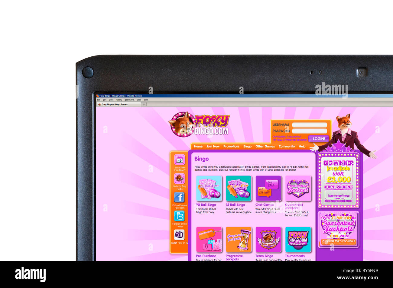 Online Bingo with Foxy Bingo.com, UK Stock Photo - Alamy