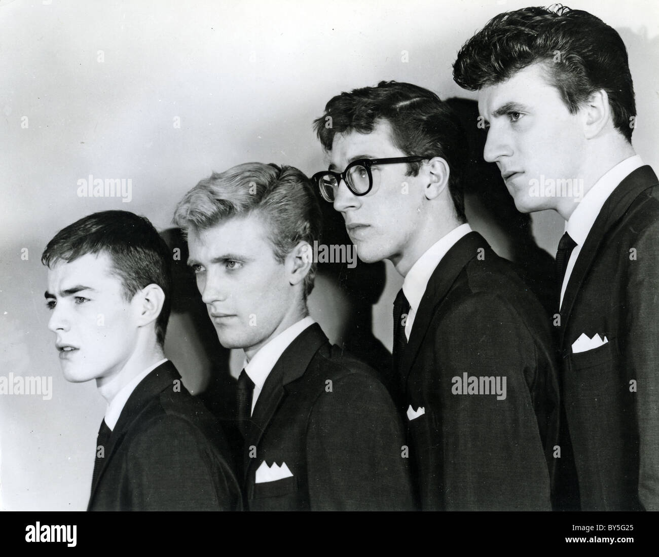 SHADOWS Promotional photo of UK pop group about 1960 with from l: Tony ...