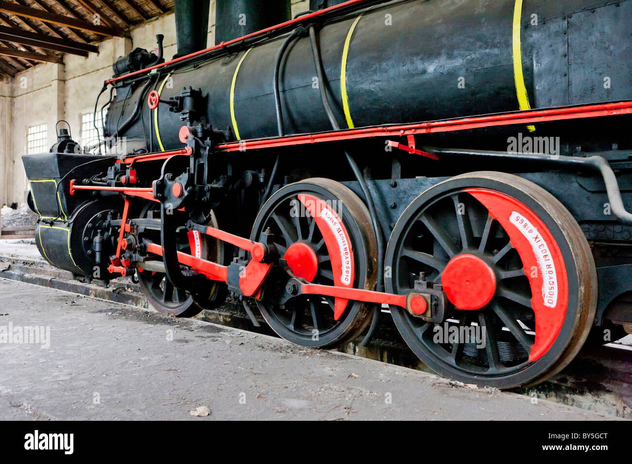 detail of steam locomotive in depot, Resavica, Serbia Stock Photo - Alamy