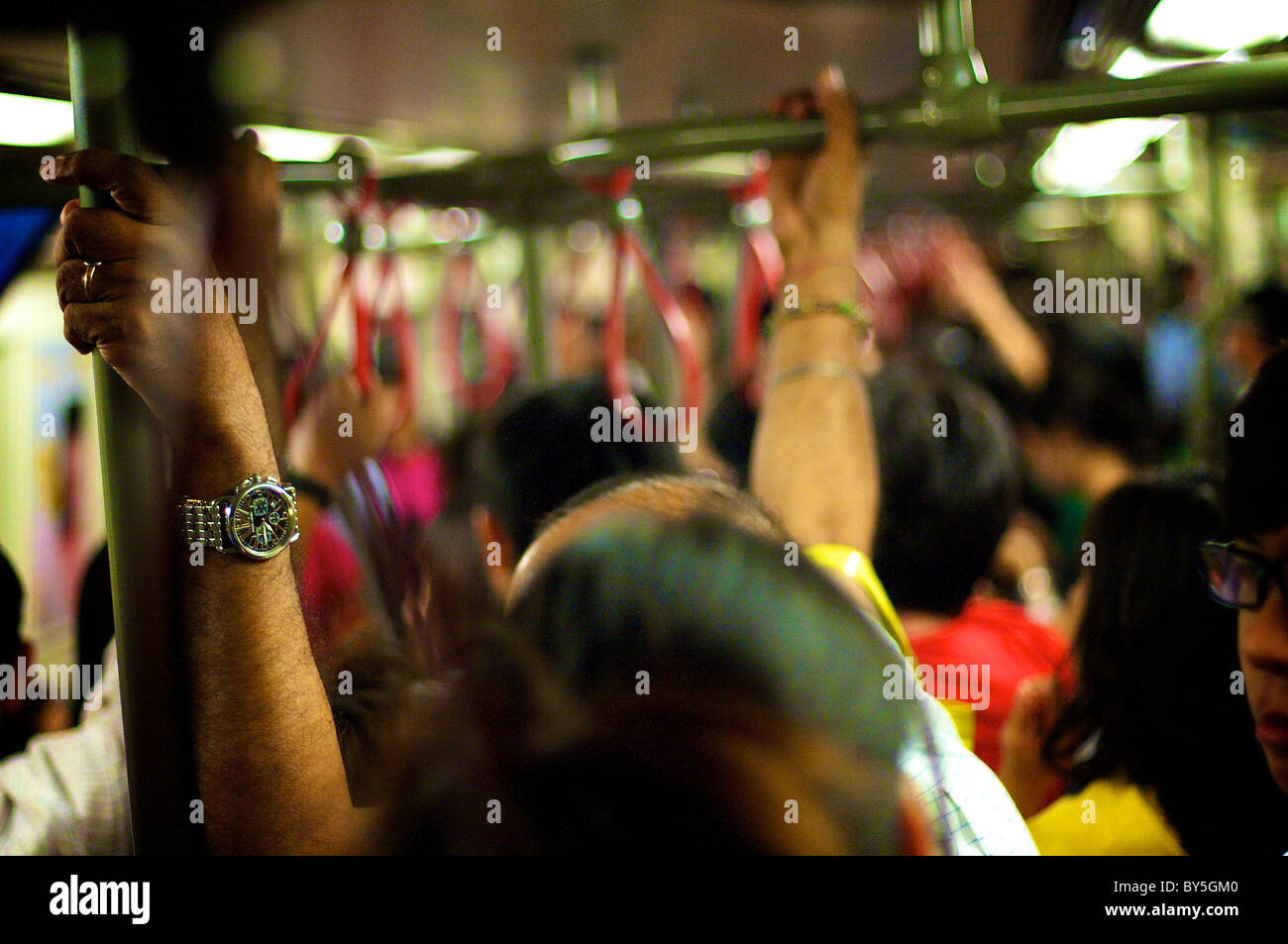 crowd in the train Stock Photo - Alamy