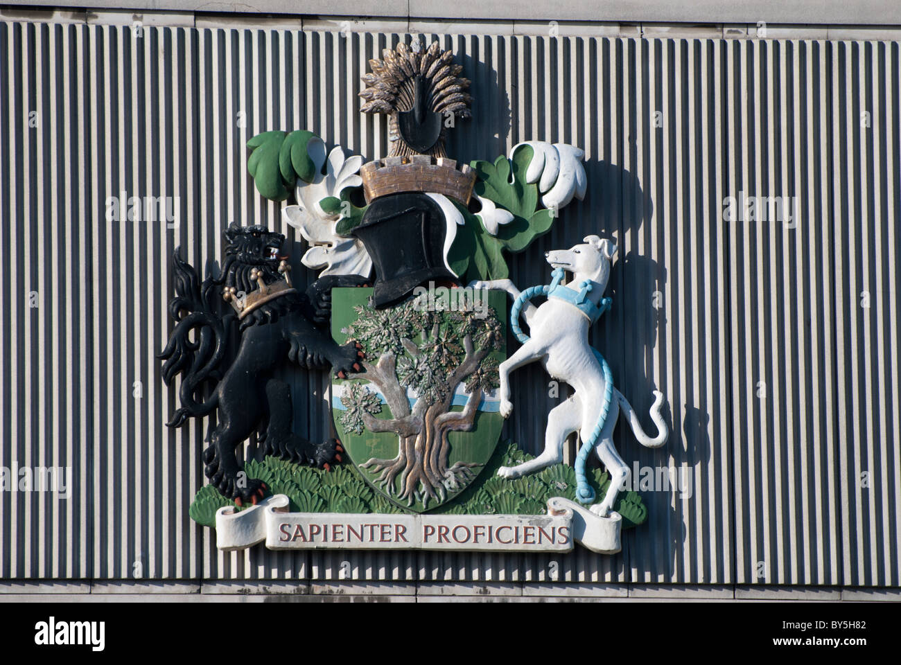 Nottinghamshire County Council insignia, County Hall, West Bridgeford ...