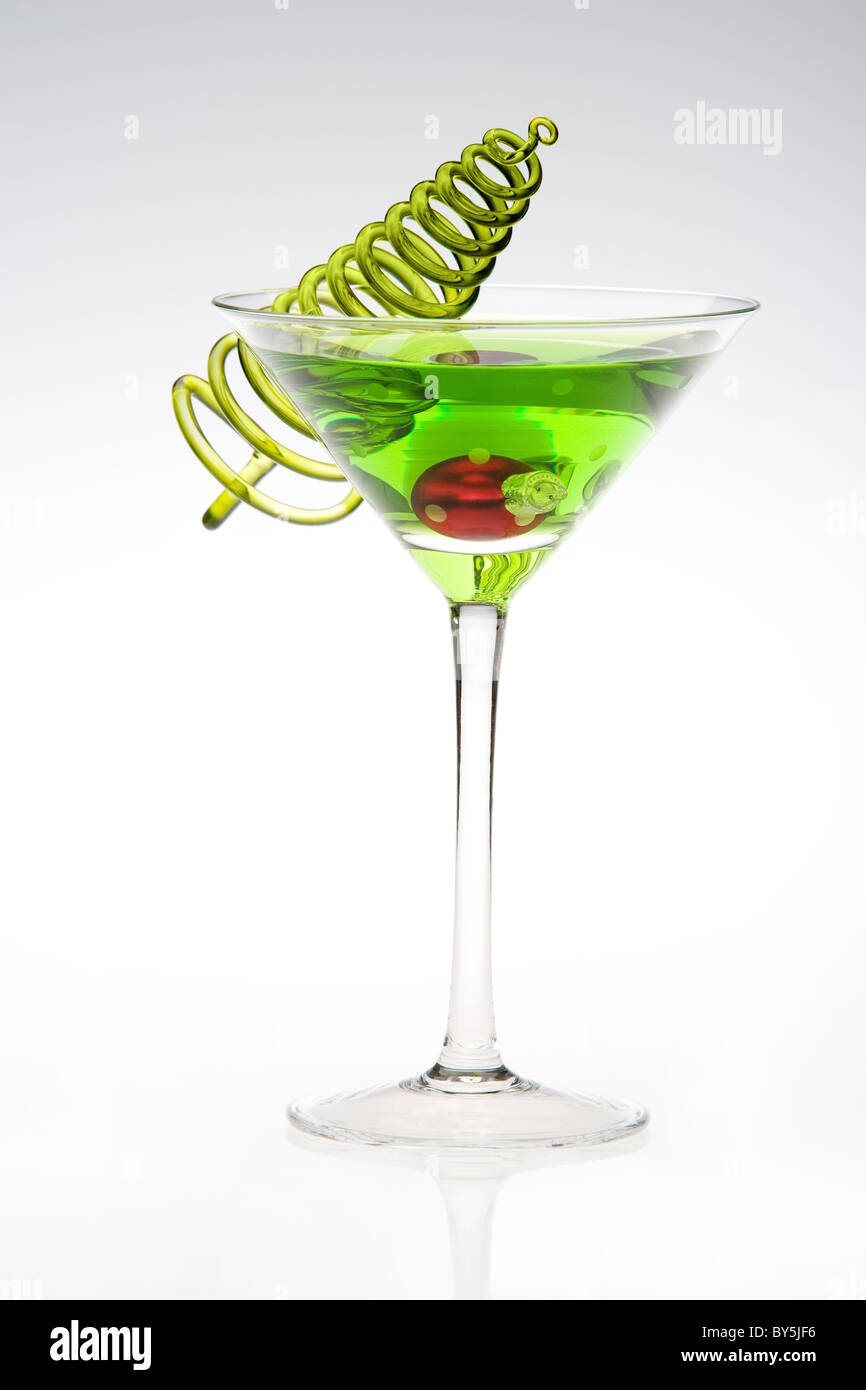 A Christmas Holiday themed green appletini Stock Photo - Alamy
