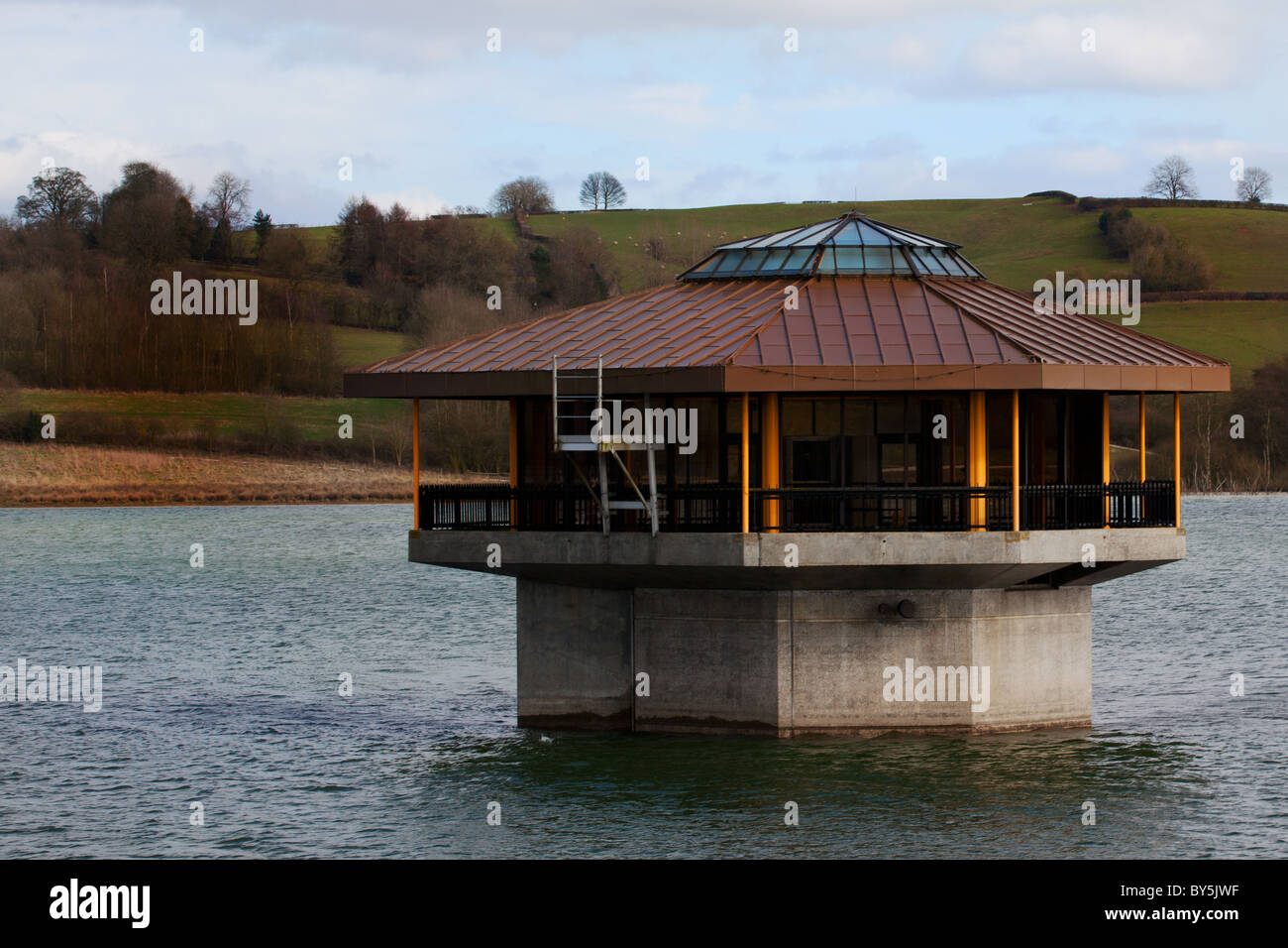 Draw Off Valve Tower,Carsington Water Derbyshire.England Stock Photo ...