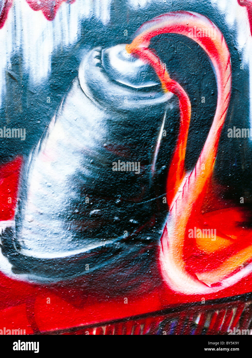 Graffiti showing a spray can with red paint squirting out Stock Photo ...