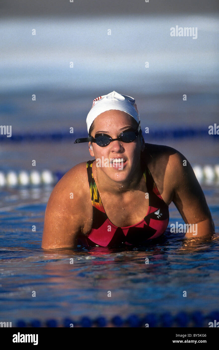 Portrait of female swimmer Stock Photo - Alamy