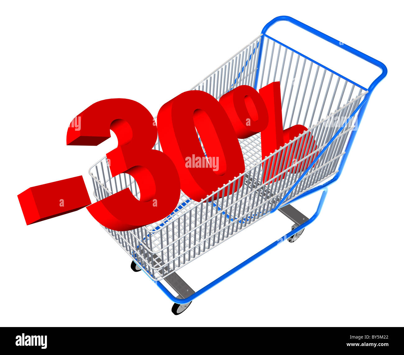 Blue shopping cart with discount percents Stock Photo - Alamy