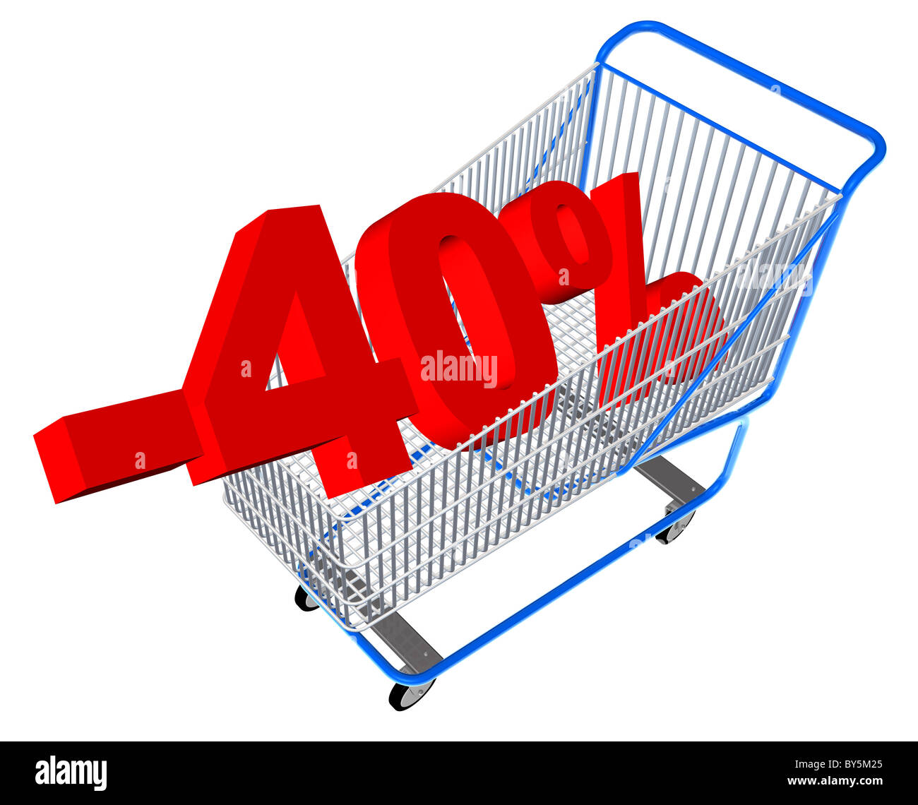 Blue shopping cart with discount percents Stock Photo - Alamy
